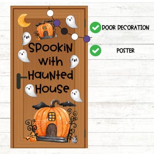 Haunted Houses Bulletin Board Kit Spooky Fall Halloween Door Decor ...