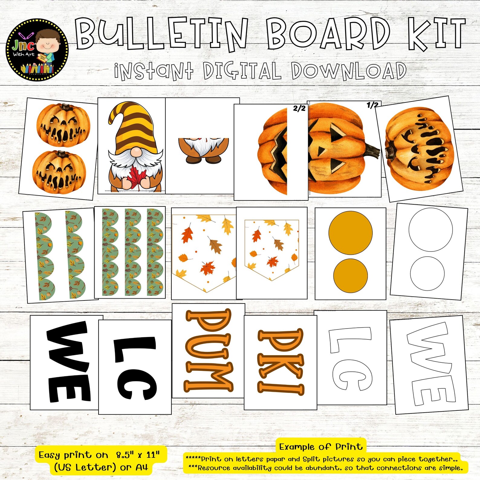 Halloween Gnomes Bulletin Board Kit Pumpkins Oct Door Decoration ...