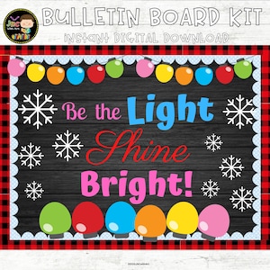 Merry Christmas Bulletin Board Kit Light up the World With Kindness ...