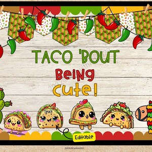 Taco Bulletin Board Kit | Door Decor | Taco Class Name Tags | Editable ...