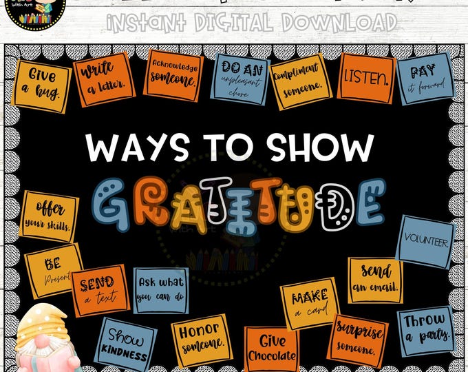 Gratitude Feast Bulletin Board Kit Thanksgiving Door Decor Editable ...