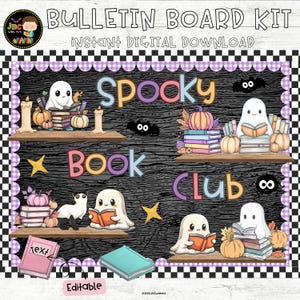 Reading Halloween Bulletin Board Kit October Fall Door Decor Editable ...