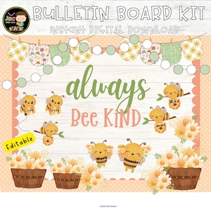 Alway Bee Kind Spring Bulletin Board Kit , Easter Door Decor , April ...