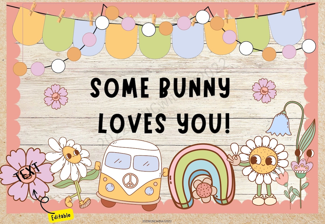 Groovy Retro Spring Bulletin Board Kit Spring Vibes Classroom Door ...