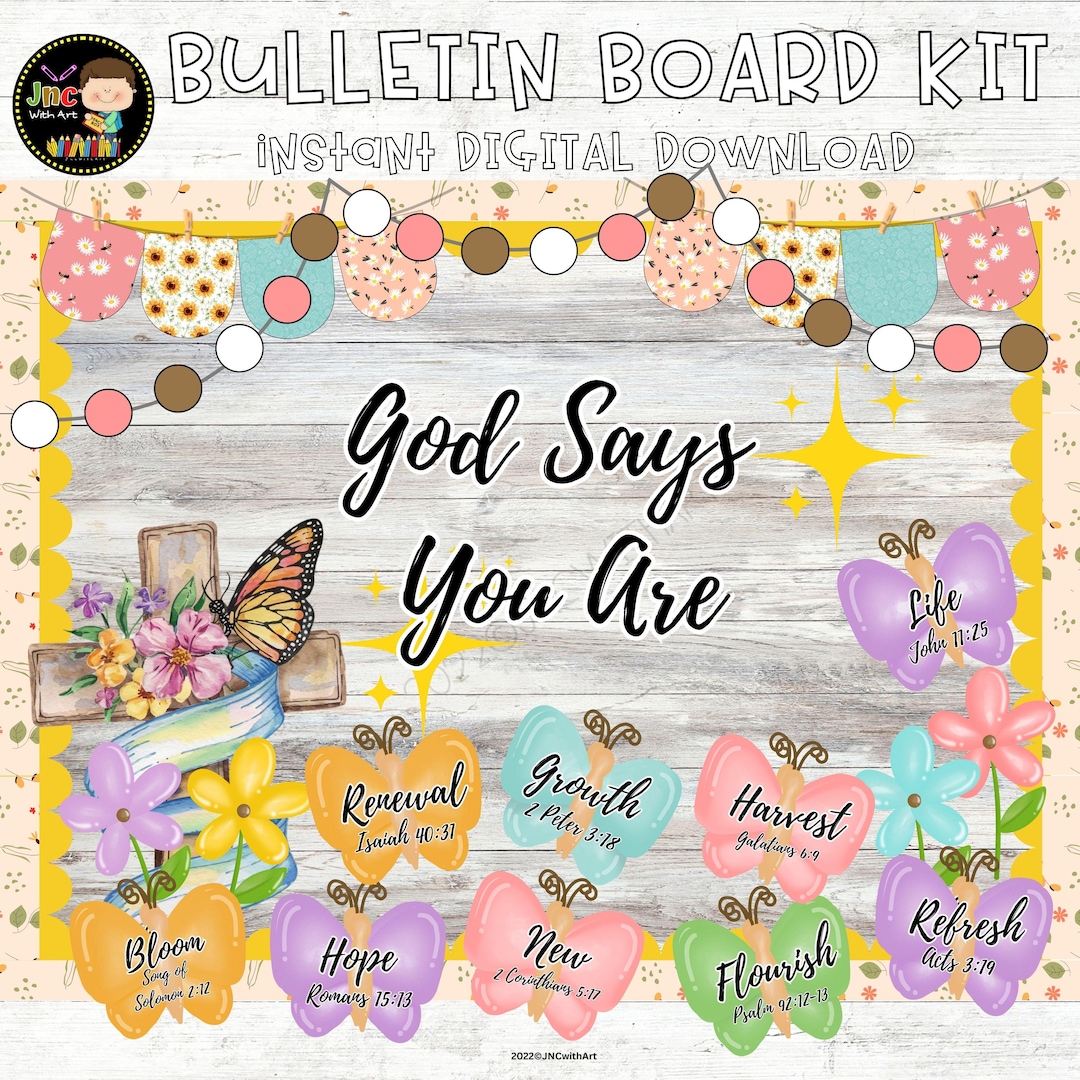 God Says You Are Spring Bulletin Board Kit March April Christian ...