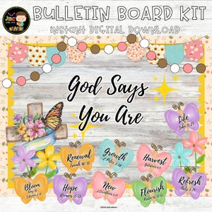 God Says You Are Spring Bulletin Board Kit March April Christian ...