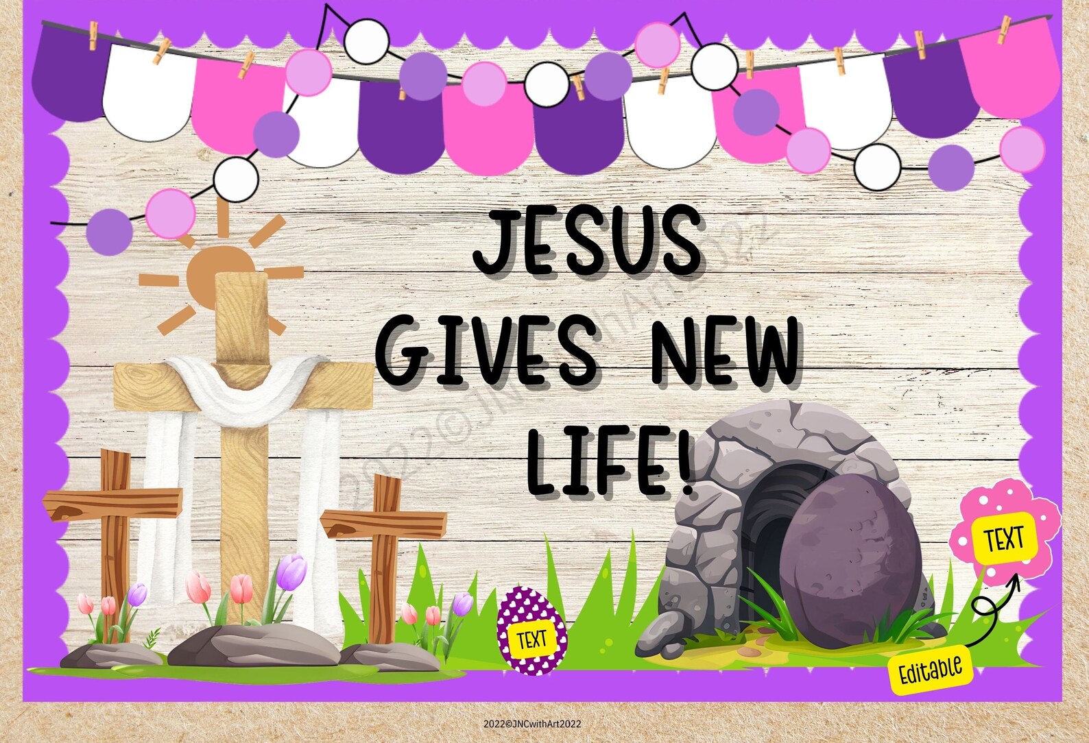 Resurrection Easter Bulletin Board Kit, He is Risen, Classroom Door ...
