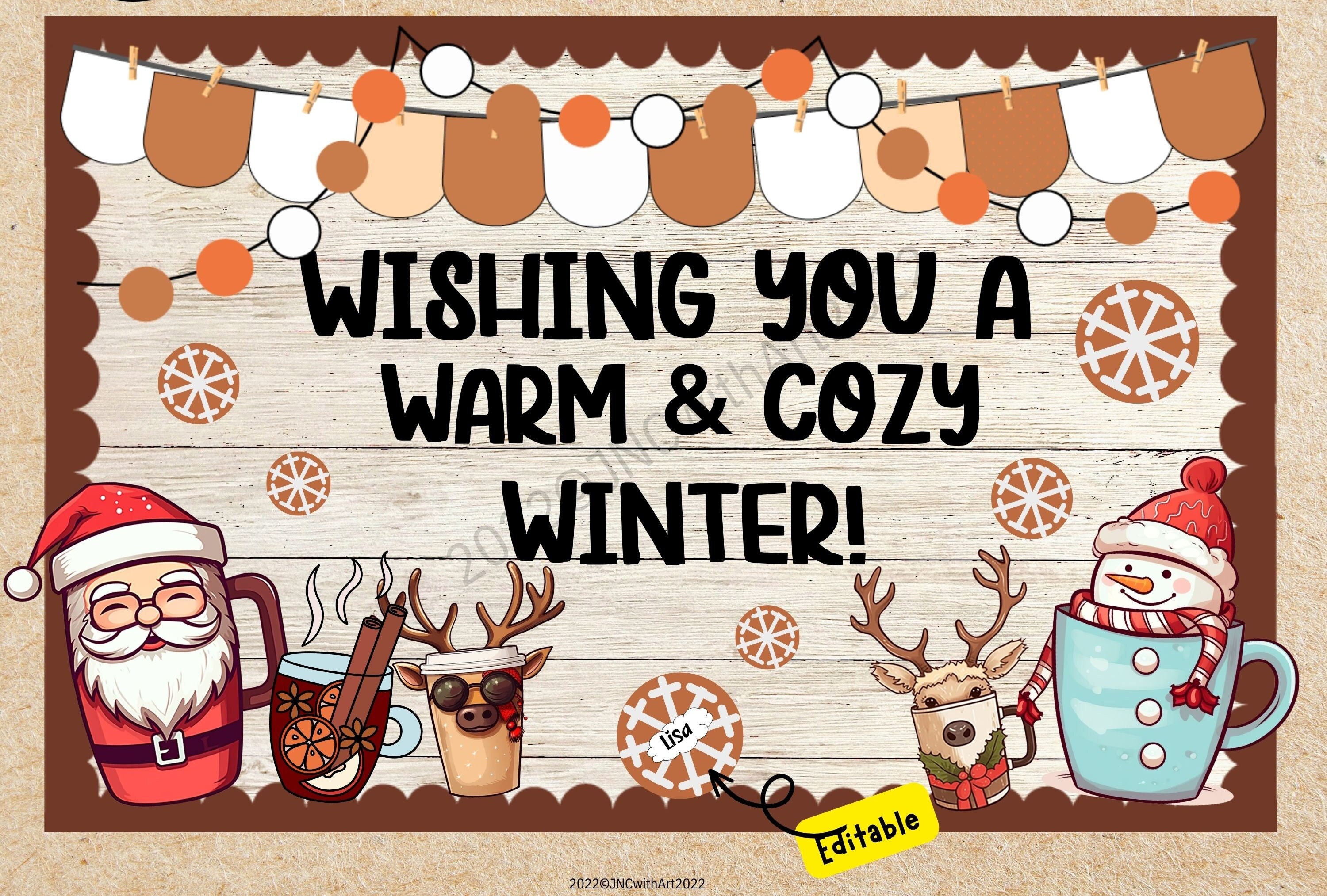 Boho Winter Bulletin Board Kit, Hot Cocoa Door Decor, Cozy Classroom ...