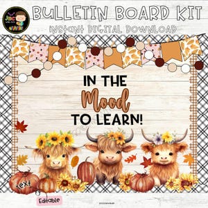 Highland Cow Fall Bulletin Board Kit Classroom Door Decor Autumn ...