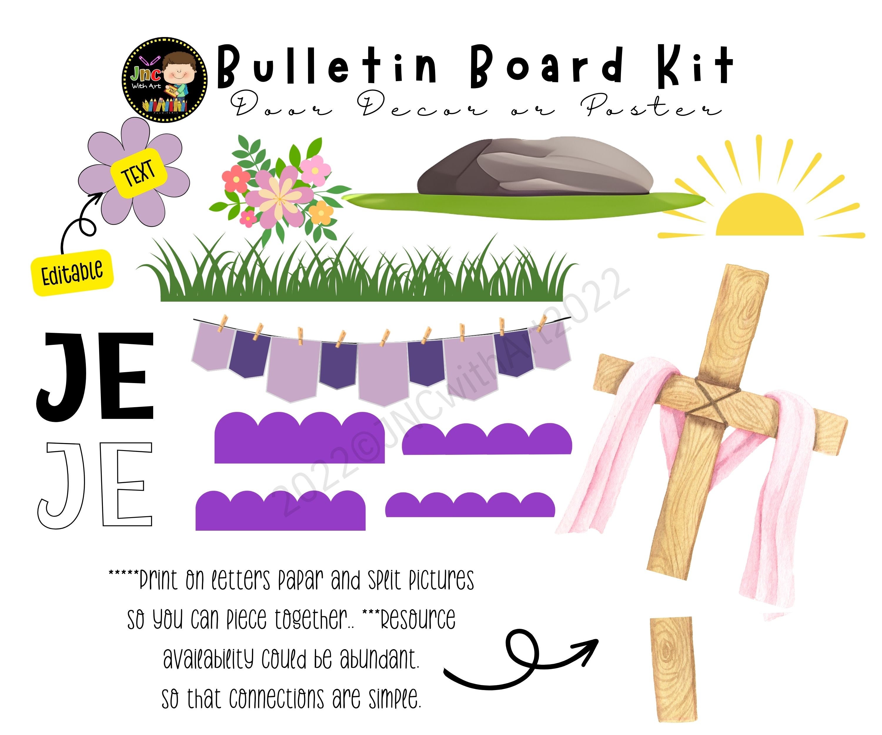 Resurrection Easter Bulletin Board Kit,christian Classroom Decor Church ...