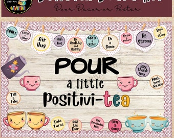 Kindness Matters Positivitea Bulletin Board Kit for Counseling Offices ...