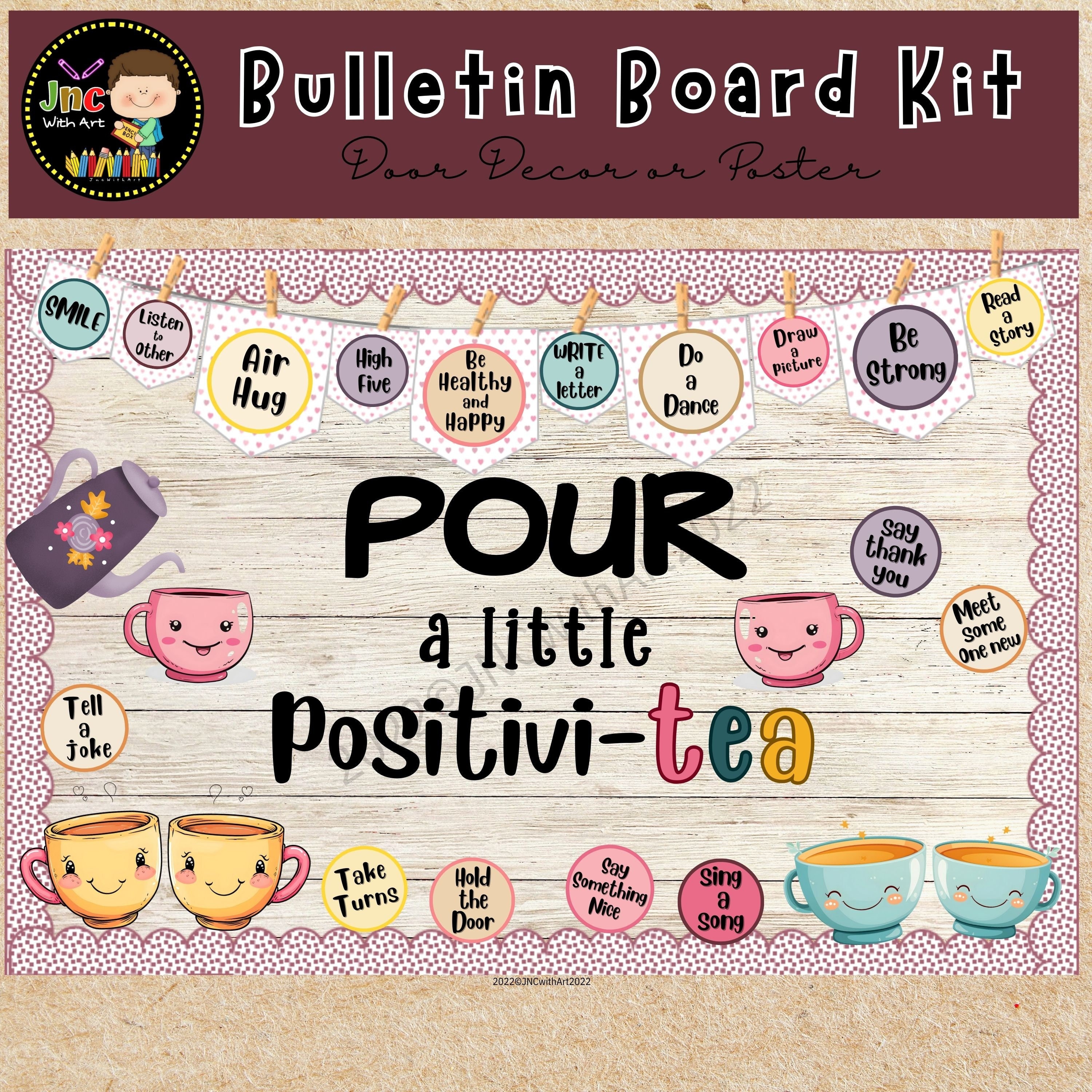 Kindness Matters Positivitea Bulletin Board Kit,counseling Offices ...