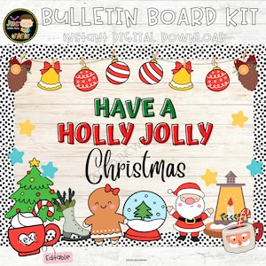 Merry Christmas Bulletin Board Kit Holly Jolly Vibe Classroom Decor ...