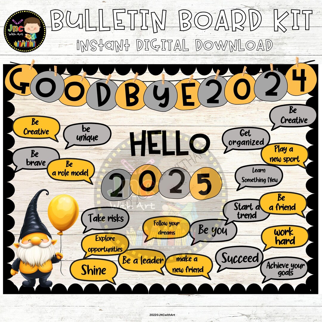 New Year 2025 Bulletin Board Kit: Motivational Classroom Decor (digital ...