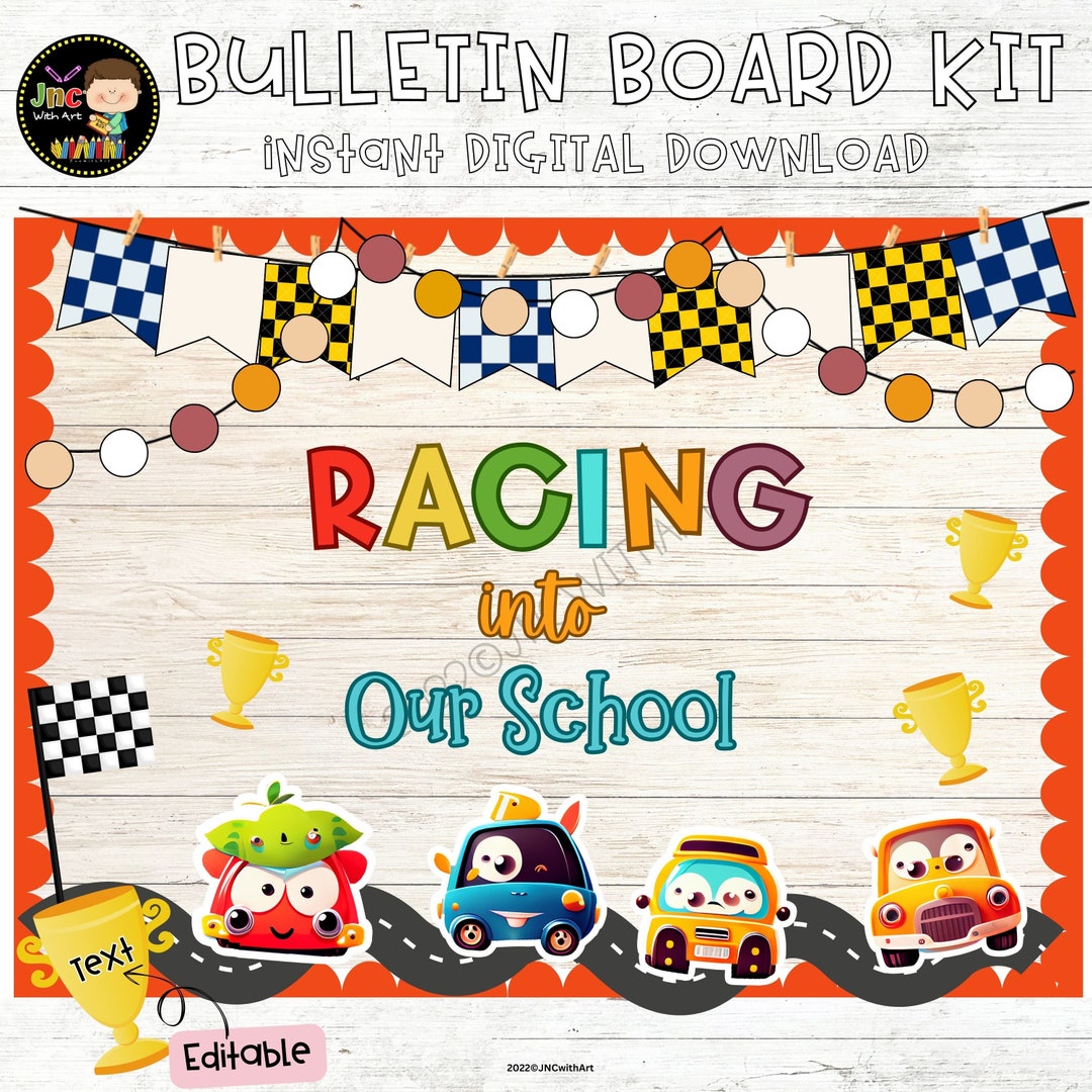 Back to School Bulletin Board Kit Classroom Door Decor Racing Into Our ...
