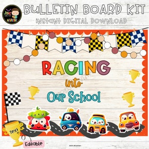 Back to School Bulletin Board Kit Classroom Door Decor Racing Into Our ...