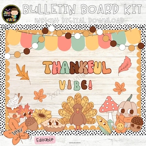 Thanksgiving Groovy Bulletin Board Kit Fall Door Decor Classroom ...