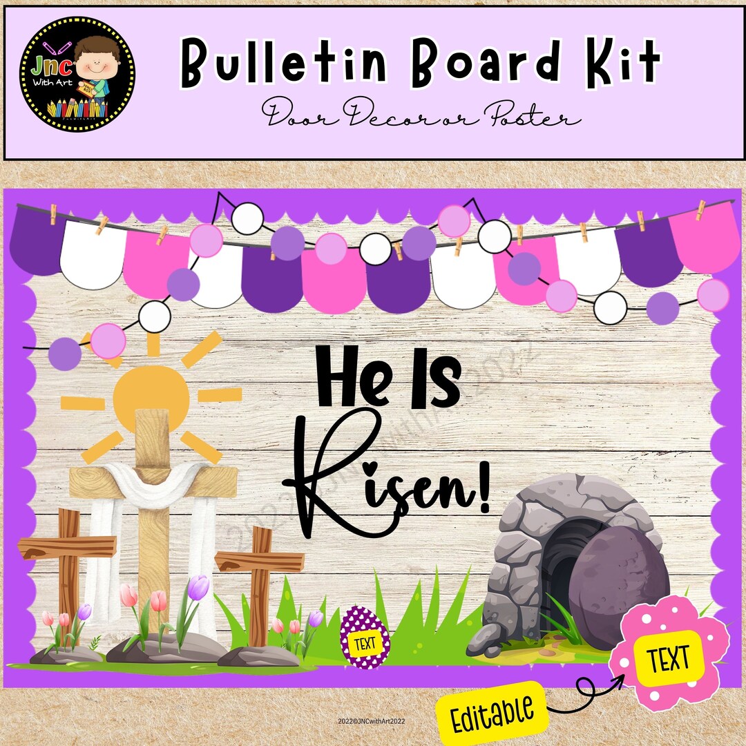 Resurrection Easter Bulletin Board Kit, He is Risen, Classroom Door ...