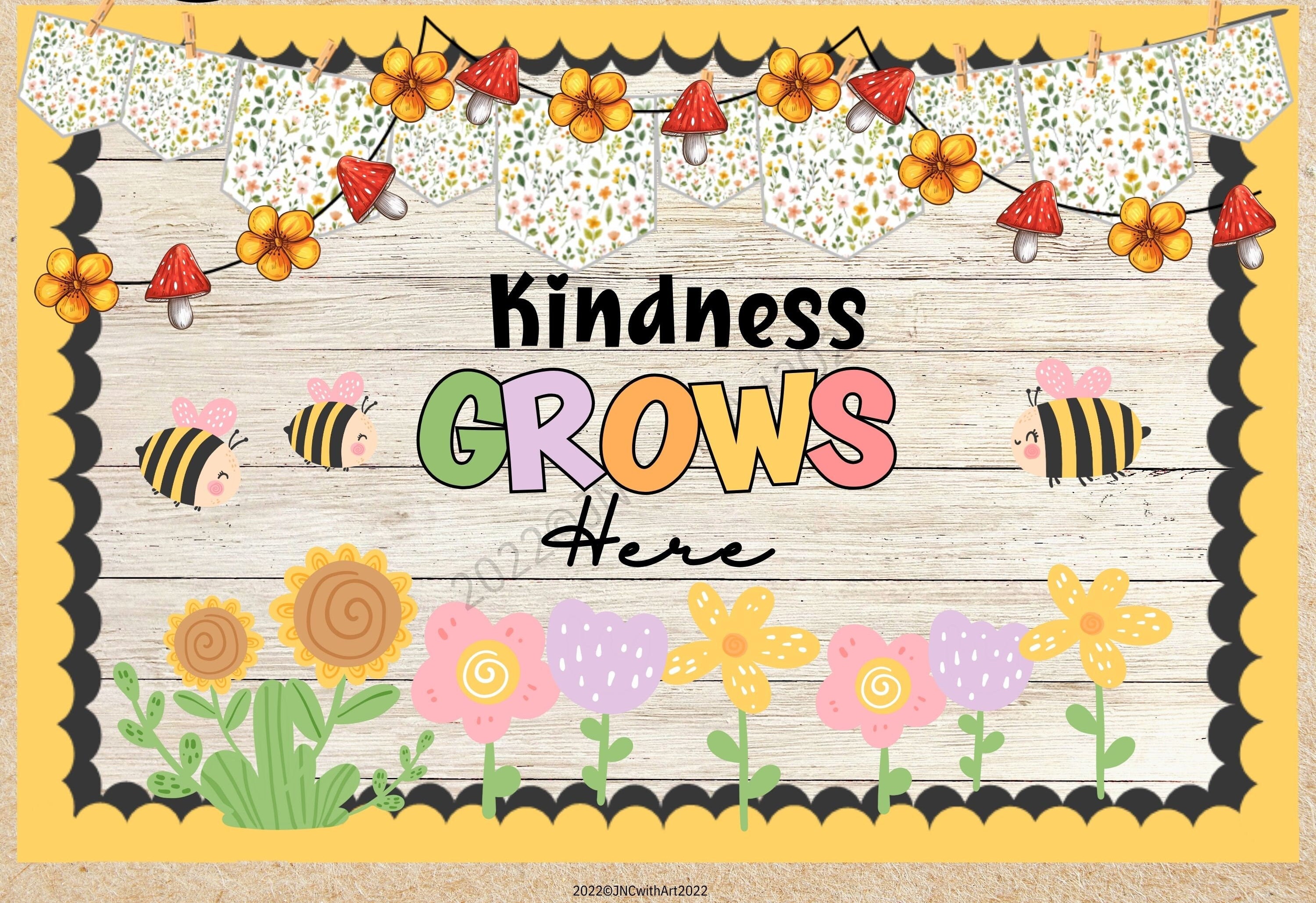 Spring Bulletin Board Kit, Classroom Door Decor, Kindness Theme ...
