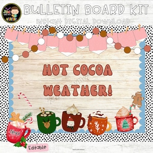Hot Cocoa Bulletin Board Kit Winter Door Decor Editable - Etsy