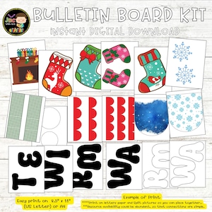 Christmas Warm Wishes Bulletin Board Kit Door Decor Stocking December ...