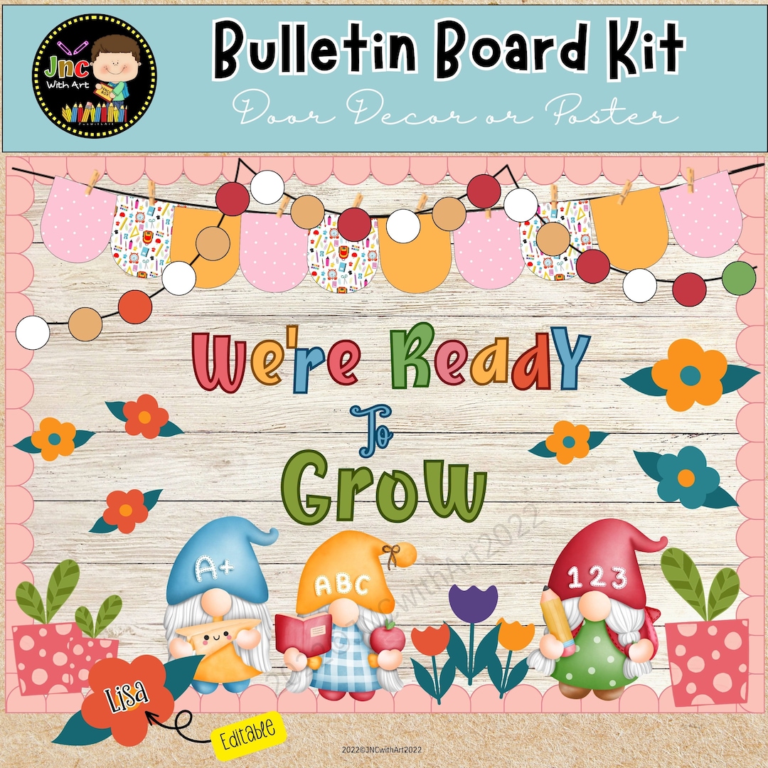 Gnome Back to School Bulletin Board Ideas Door Decor Kit Printable Grow ...
