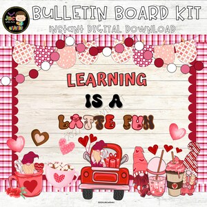 Learning a Latte Bulletin Board Kit Truck Valentine's Day Door Decor ...