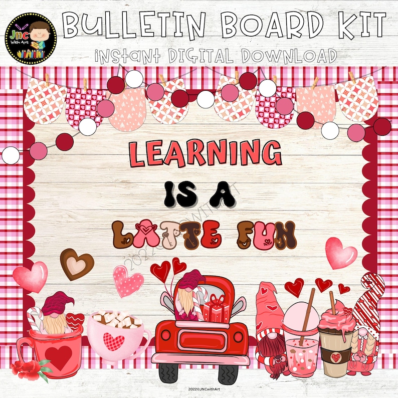 Learning a Latte Bulletin Board Kit Truck Valentine's Day Door Decor ...