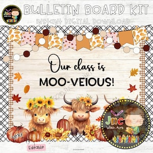 Highland Cow Fall Bulletin Board Kit Classroom Door Decor Autumn ...