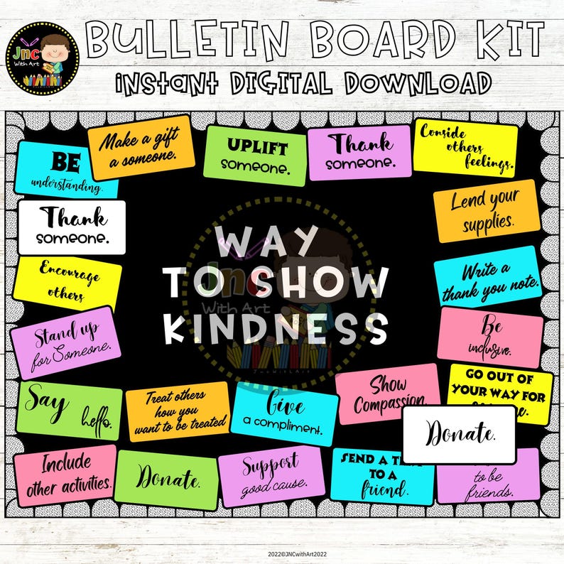 Kindness Bulletin Board Kit Posters Ways to Be Kind Classroom Decor ...