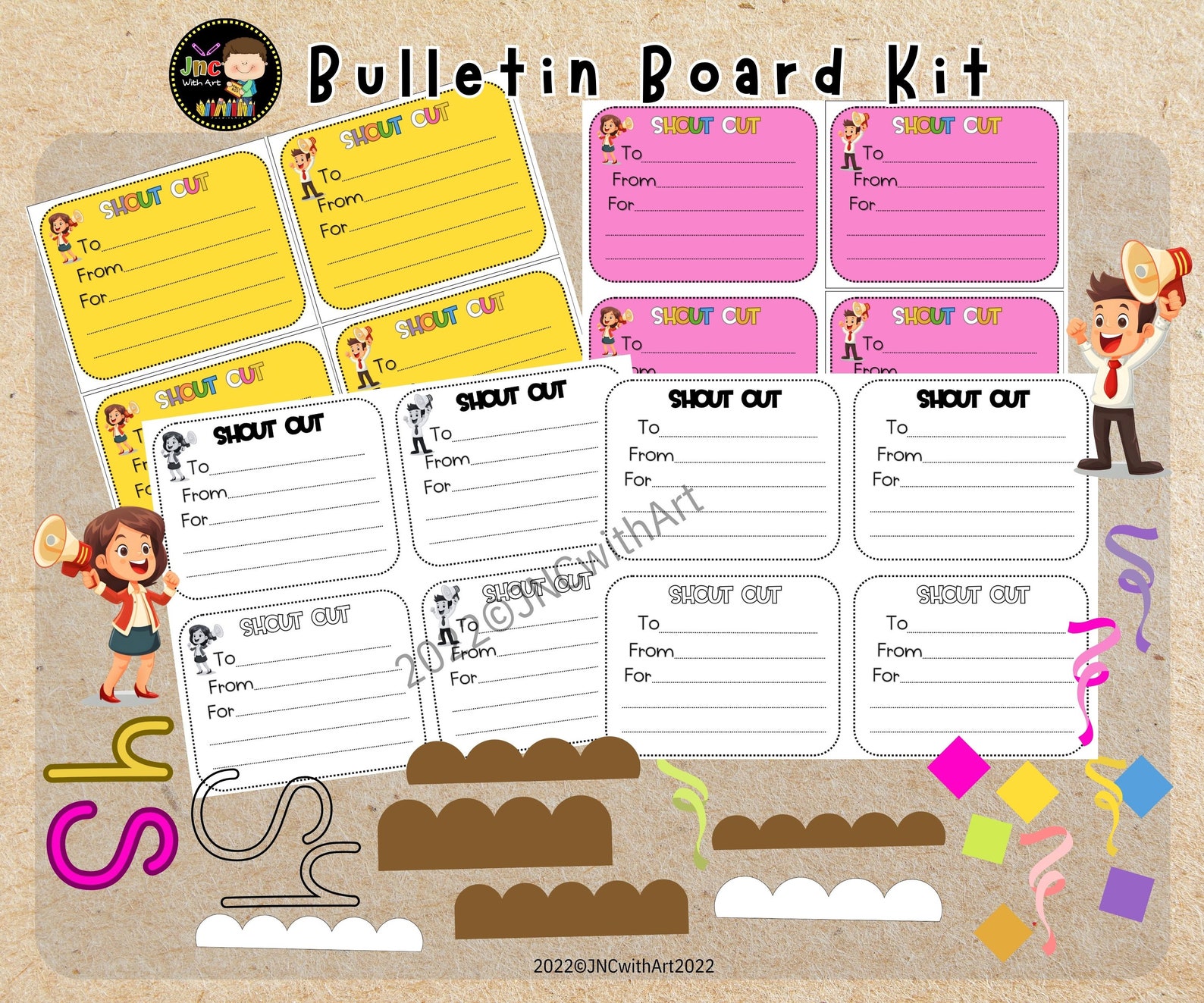 Shout Outs Bulletin Board Kit , Staff Appreciation Shout Out Cards ...