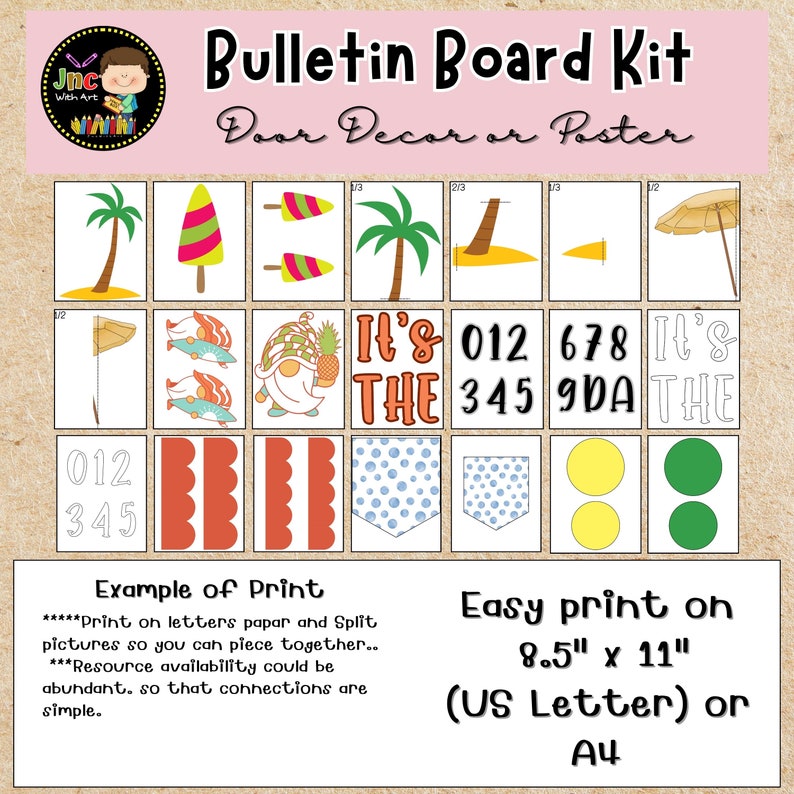 Summer Gnomes Bulletin Board Kit End of the Year June July Door Decor ...