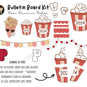 New Year Bulletin Board Kit, Popcorn Door Decoration, January, Editable ...