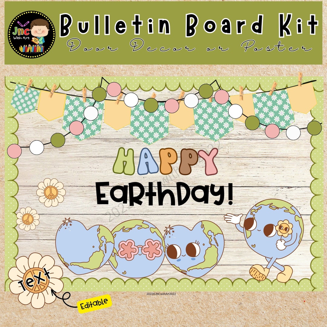 Groovy Earth Day Bulletin Board Kit ,spring Bulletin Board Kit, April ...