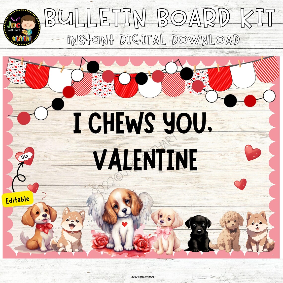 Valentines Bulletin Board Kit, February Door Decor, Cute Puppy Love ...