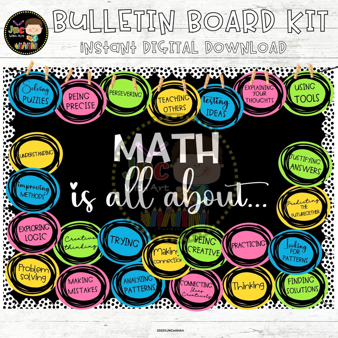 Back to School Math Bulletin Board Kit Easy DIY Print Cut Pieces ...
