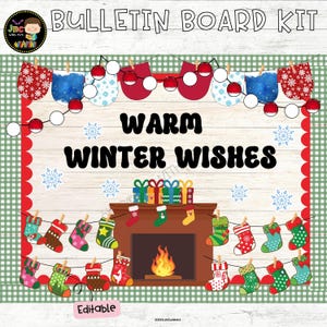 Christmas Warm Wishes Bulletin Board Kit Door Decor Stocking December ...