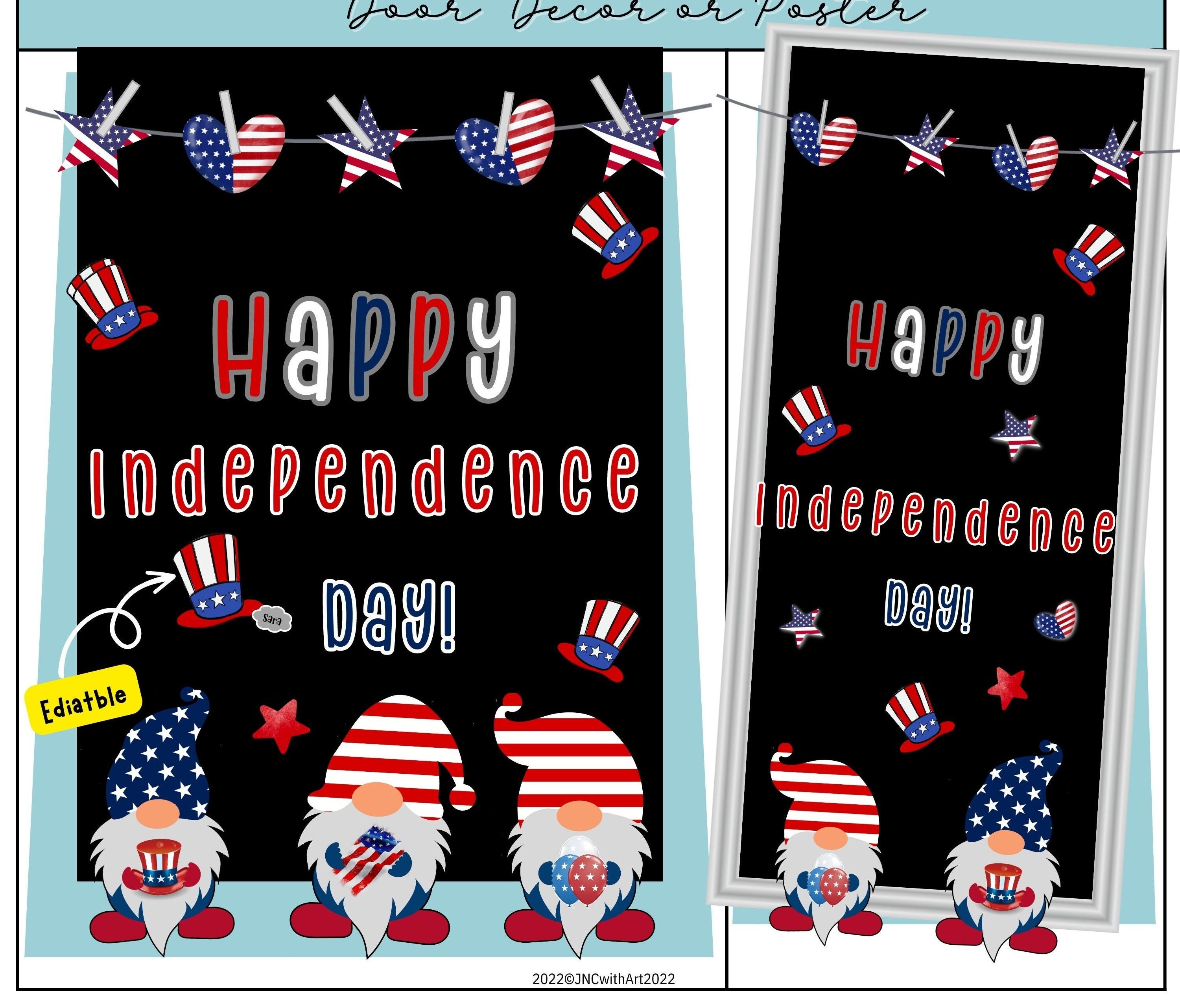 July 4th Gnomes Independence Day Bulletin Board, Door Decor, Patriots ...