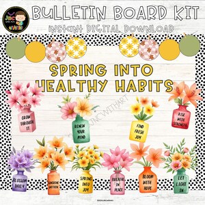Spring Mental Health Habit Bulletin Board Kit Classroom Decor Counselor ...