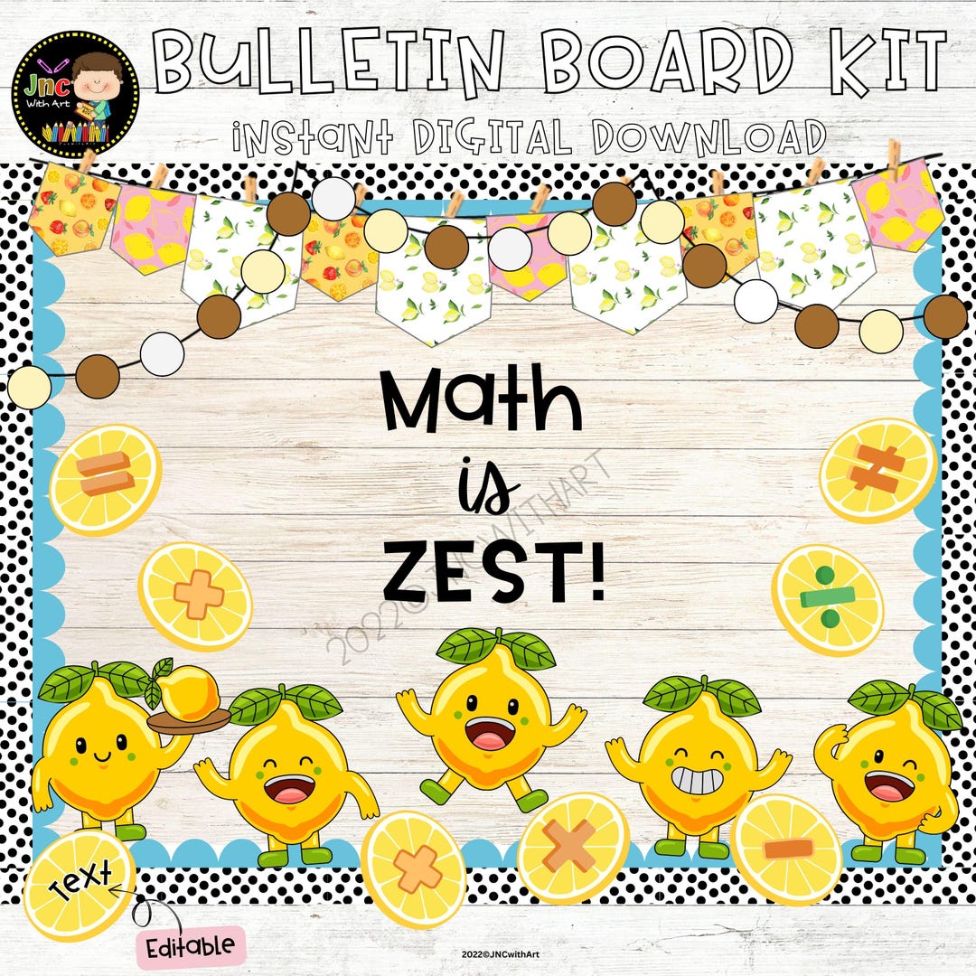 Math is Zest Bulletin Board Kit | Fun Lemon Math Classroom Decor ...