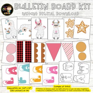 Christmas Llama Bulletin Board Kit: Holiday Decor (editable, Digital ...