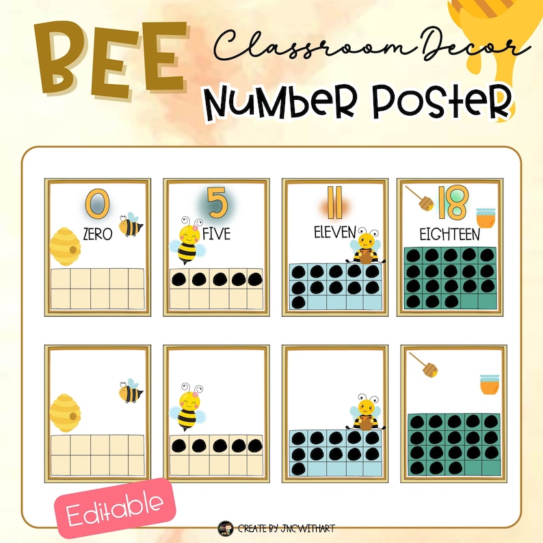 Bee Themed Classroom Decor Bundle Printable Back to School Classroom ...