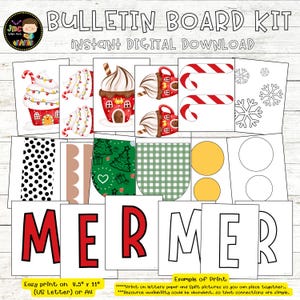 Merry Bright Christmas Bulletin Board Kit December Door Decoration ...