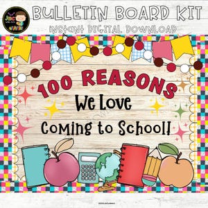 100 Days of School Bulletin Board Kit Classroom Decor Writing Activity ...