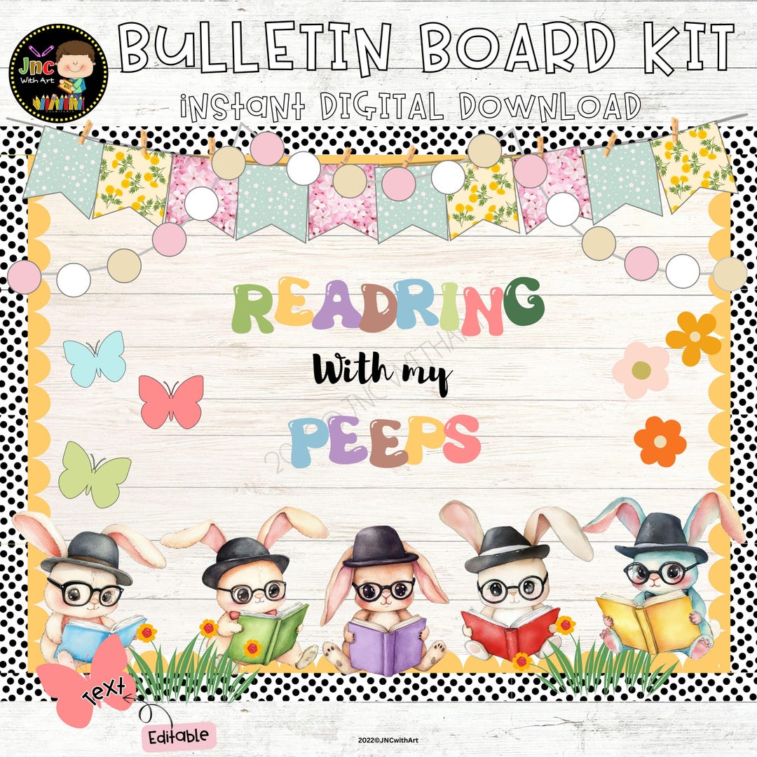Reading With My Peeps Bulletin Board Kit Spring Classroom Door Decor ...