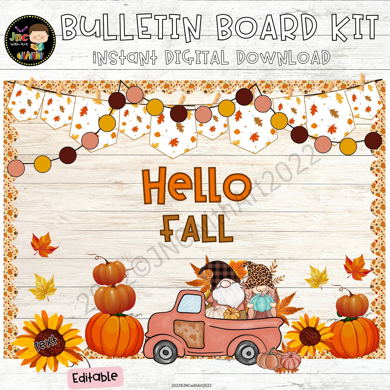 Fall Truck Gnome Bulletin Board for School, Autumn Door Decoration Kit ...