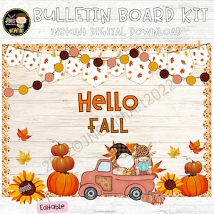 Fall Truck Gnome Bulletin Board for School, Autumn Door Decoration Kit ...