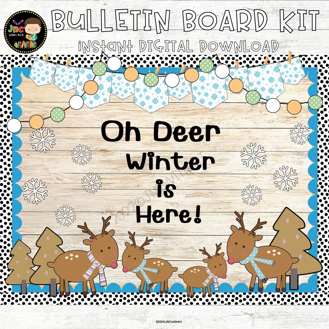 Winter Bulletin Board Kit Classroom Door Decor Oh Deer Winter is Here ...