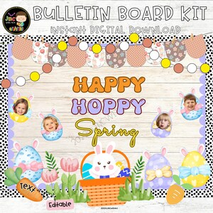 Easter Bulletin Board Kit Spring Bunnies Classroom Door Decor Editable ...