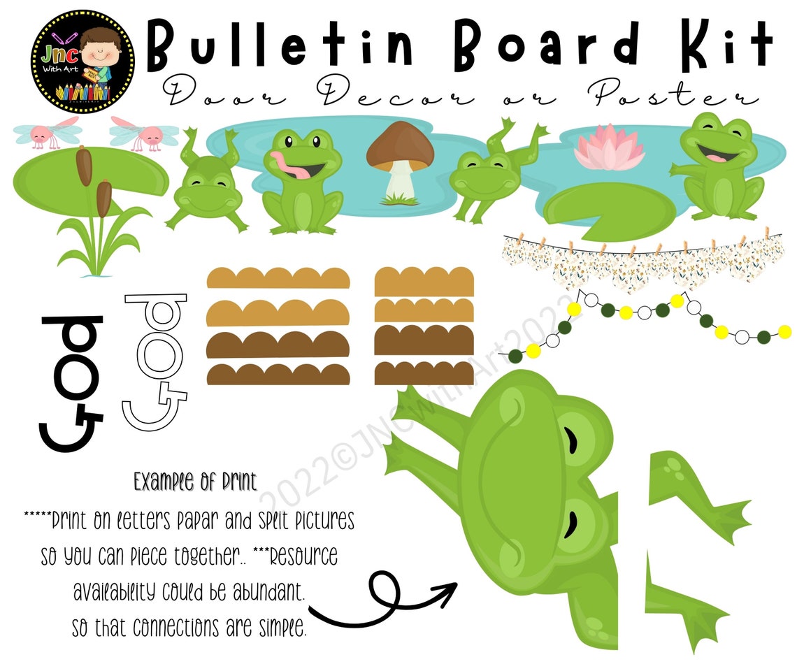Frog Bulletin Board Kit,hoppy Spring,froggy Fuly Rely on God Christian ...